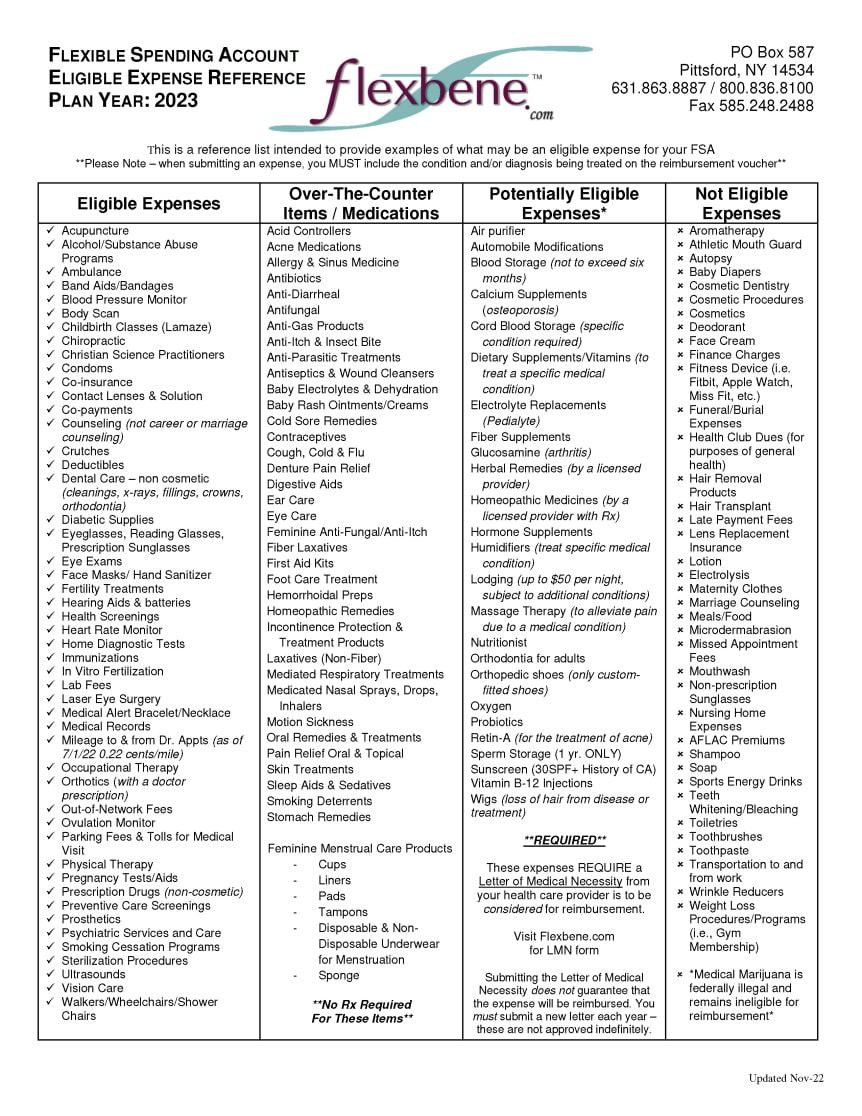 FSA Eligible Expense List Flexbene FSA Eligible Expense List Flexbene
